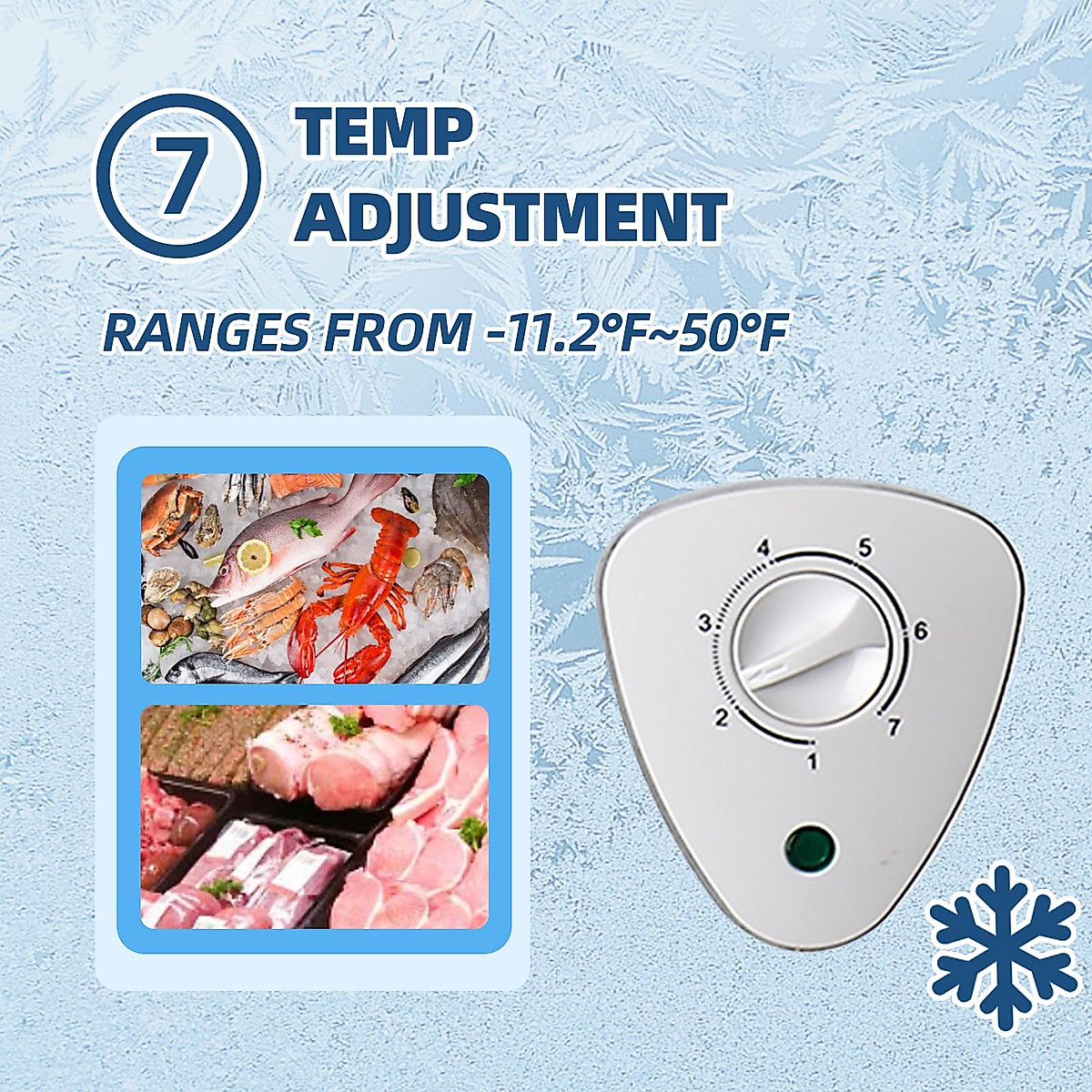 5.0 Cubic Feet Deep Chest Freezer Compact Freezers with Adjustable Thermostat Top Open Door Freezer Compressor Cooling with Rmovable Storage Basket for Home Kitchen Office and Bar (Black)