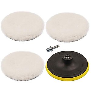 ANWTOTU 5 Pcs 6 Inch Polishing Buffing Wheel for Drill Wool Pads Wheel Polishing Pads Woolen Polishing Waxing Pads Kits with M14 Drill Buffer Adapter