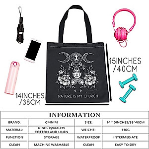 CMNIM Witchy Gifts Witchcraft Accessories Tote Bag Nature Is My Church Witch Stuff for Halloween Wiccan And Pagan Sister Gift (Witchcraft Black Tote Bag)