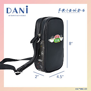 Danielle Nicole DANI Friends Central Perk Logo Boxed Crossbody Bag, Purse for Women, Black