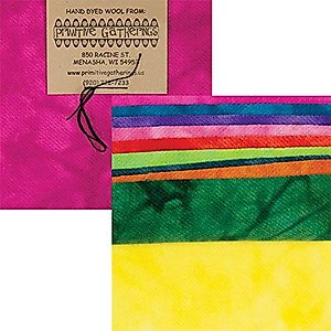 Primitive Gatherings Hand Dyed Wool Brights 1 Charm Pack 10 5-inch Squares Moda Fabrics PRI 6022
