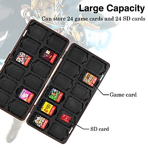 TIKOdirect Game Card Case for Nintendo Switch/SD Cards, Storage 24 Switch Game Cards Portable Holder Pretty Cute Hard Shell with Magenic Closure, Brown