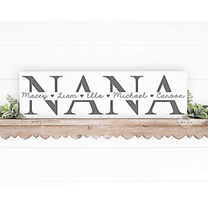 Mother's Day Gift Nana Christmas | Christmas Gift for Grandma | Personalized with YOUR NAMES | CHOOSE COLORS | 20" x 6" Wood Sign