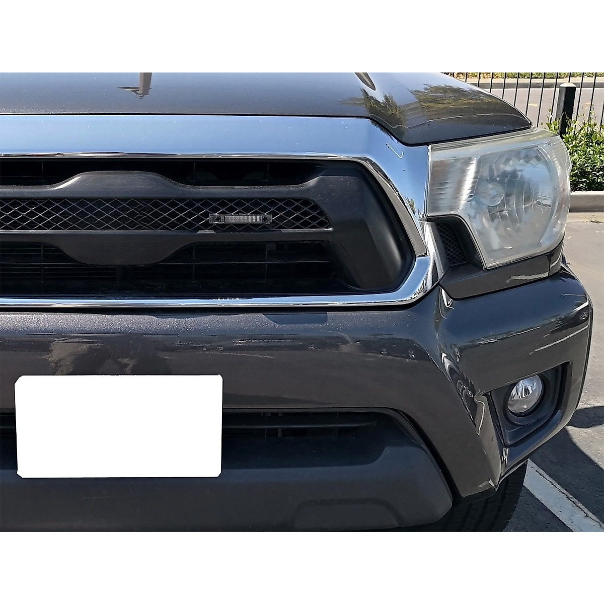 iJDMTOY Smoked Lens Amber LED Grille Lights Kit Compatible with 2012-up Toyota Tacoma, Center Set 2-Piece Marker Lamps w/Wiring & Hardware