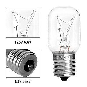Microwave Light Bulb for GE Kenmore Whirlpool LG Microwave, E17 Base Kei 125V 40W, WB25x10030 Microwave Light Bulbs Under Hood Replace for 8206232A, 2Pcs