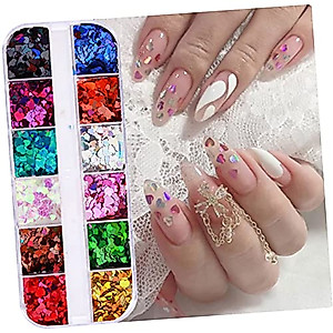 4 Boxes Nail Art Stickers Box Sets Flash Suit Nail Sequins Holiday Nail Stickers Nail Glitter Paillette Valentine Nail Glitter Shinning Nail Sequins Heart Nail Art Sequin 3D Body