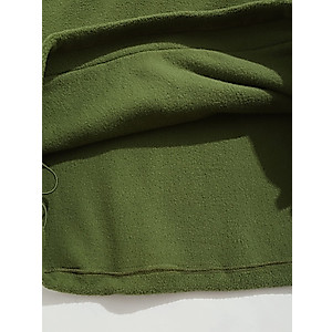 ZAFUL Men's Fluffy Polar Fleece Sweatshirt NEW YORK Embroidery Colorblock Half Zip Unisex Hoodie Deep Green M