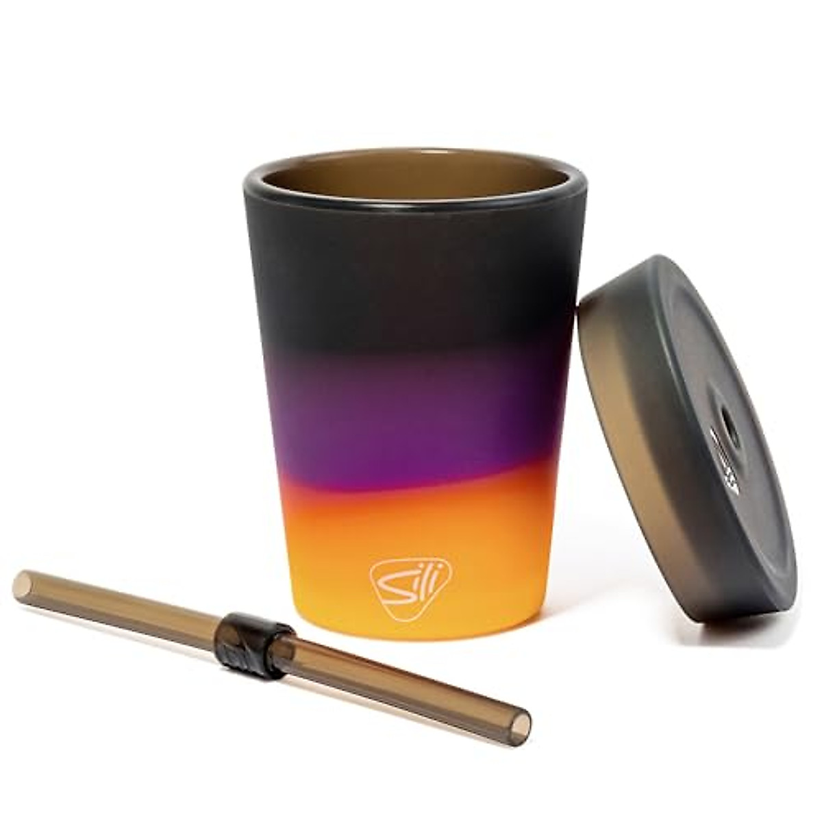 Silipint: Silicone Kids 8oz Straw Tumblers: 2 Pack - Sun Storm -Unbreakable Cups, Sustainable, Airtight Lid, Hot & Cold, Flexible