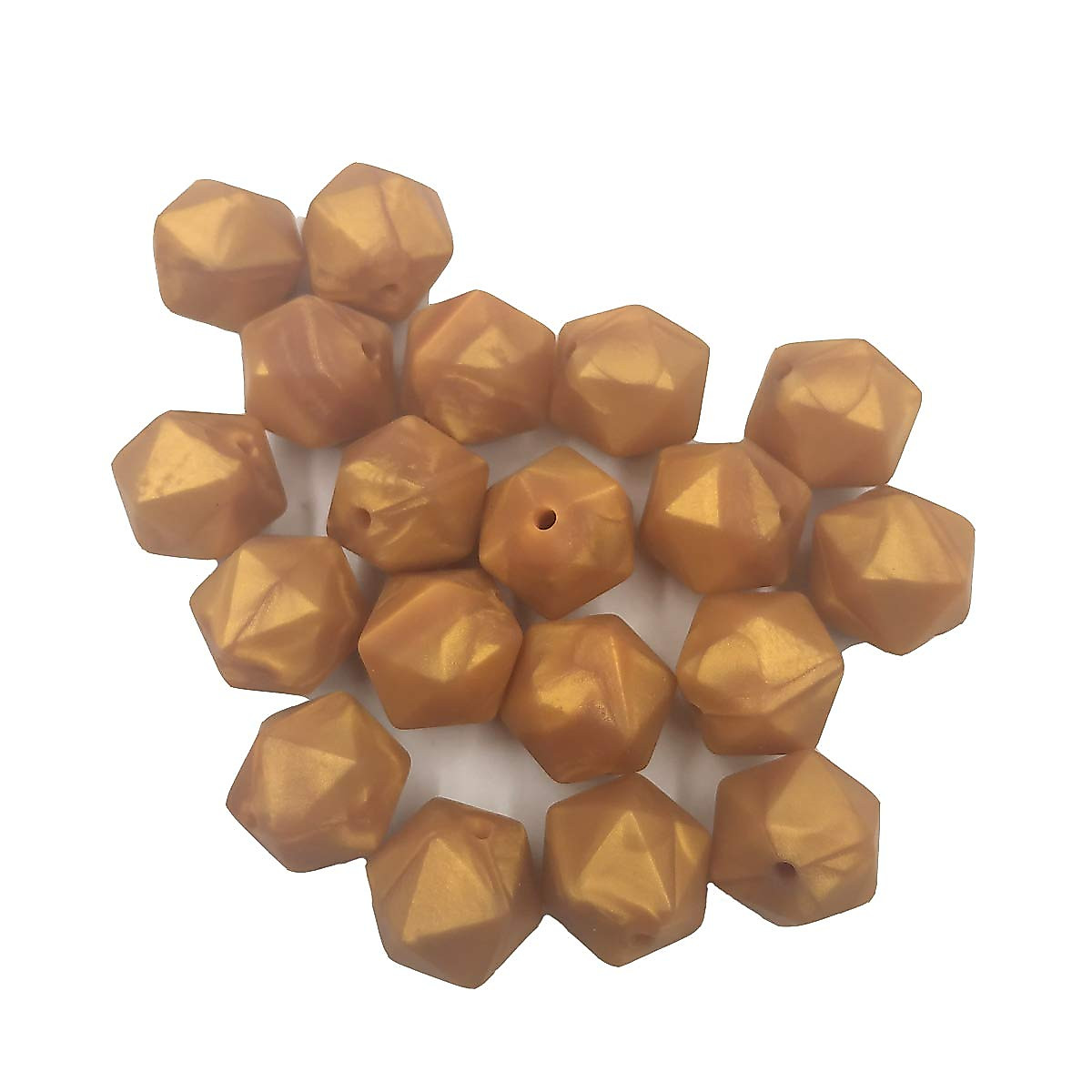 Alenybeby 50pcs DIY Silicone Pearl Beads Set 14mm 17mm Silicone Hexagon Icosahedron Beads for Pen 12mm 15mm Silicone Round Beads for Keychain Mom Craft Jewelry Craft Making