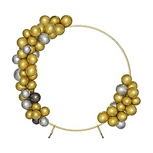 Round Backdrop Stand Circle Arch, 6.5ft Golden Aluminum Balloon Arch Kit for Party Decoration Wedding Arch Flower Ring Stand Harfirbe
