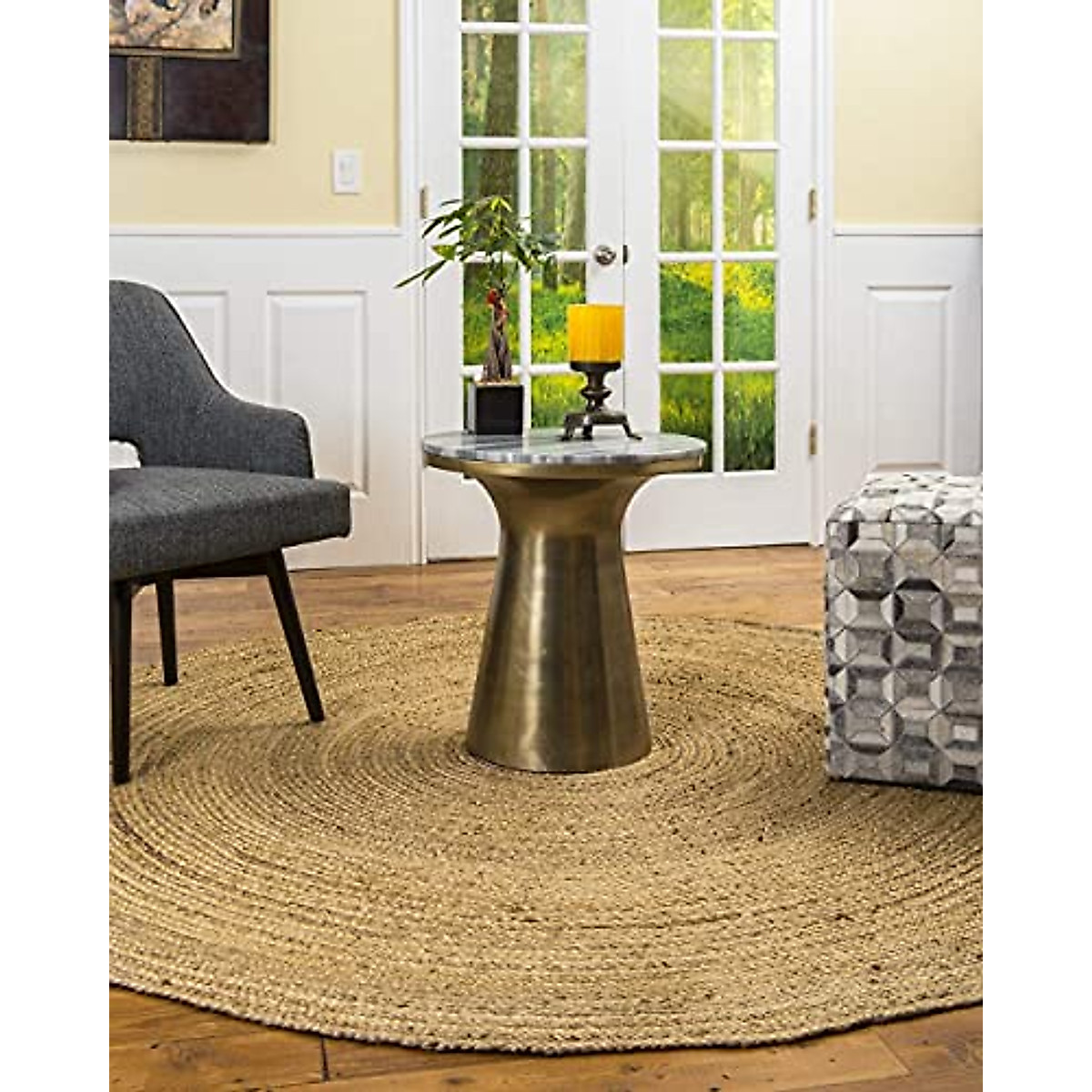 Natural Area Rugs - Round Jute Rug, Elsinore Collection, Hand Braided, Earth Friendly Natural Fiber Rug, Handmade & Reversible, Beige Round Area Rugs 6ft, Elegantly Hand Crafted Large Area Rugs