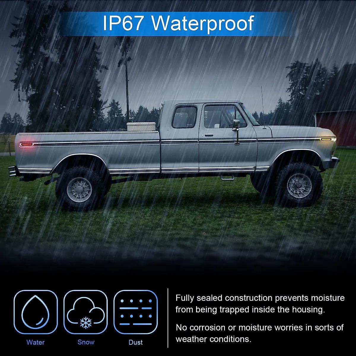 SHINEFIT LED Side Bumper Marker Lights Replacement for F0rd F100 F150 F250 F350 F500 Truck 1973-1979/ Bronco 1978-1979/ Econoline E100 E150 E250 E350 1975-1991, Smoke Lens