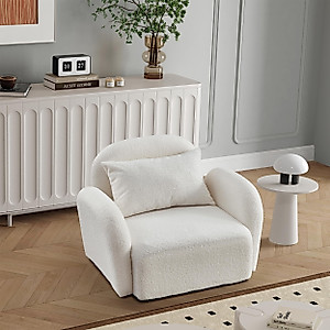 roomfitters Lazy Sofa Chair in Teddy Fabric, Comfortable and Stylish Living Room Seating, Ideal for Cozy Spaces, Durable Upholstery, Modern Design Enhancing a Relaxed Atmosphere, White