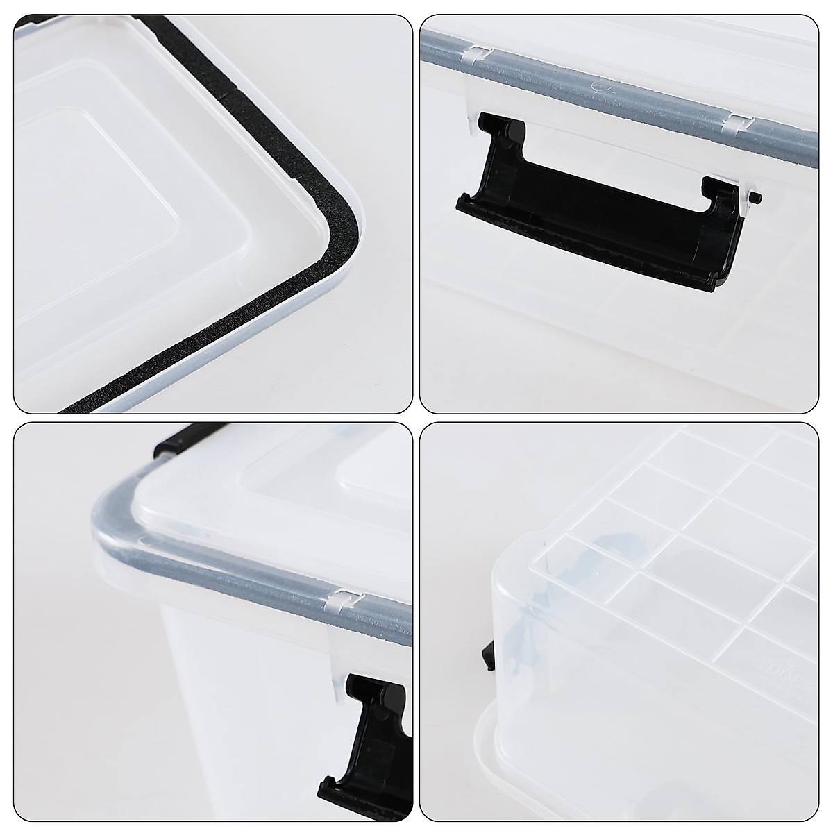 Yesdate 6-Pack 12 Quart Stackable Storage Bin with Latching Lid and Tight Seal, Plastic Airtight Storage Container Box, Clear