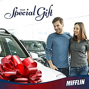 MIFFLIN-USA Big Car Bow (Shiny Red, 18 inch) Gift Bow, Giant Bow for Car, Birthday Bow, Huge Car Bow, Car Bows, Big Red Bow, Bow for Gifts, Christmas Bow for Cars, Gift Wrapping, Big Gift Bow