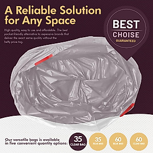 PAMI Recycling Tall 13-Gallon Kitchen Drawstring Trash Bags- Extra-Strong Plastic Garbage Bags [Clear 35 Pack]- Thick Trash Can Liners For Kitchen & Outdoor Bins- 2ft x2ft Unscented Trash Bags