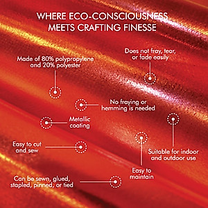 Fairfield OLY-Fun Metallic, Multi-Purpose Non-Woven Craft Material, Polypropylene and Polyester Fabric for Crafts, Costumes, Accessories, and More, Craft Supplies, Red, 10-Yard Bolt