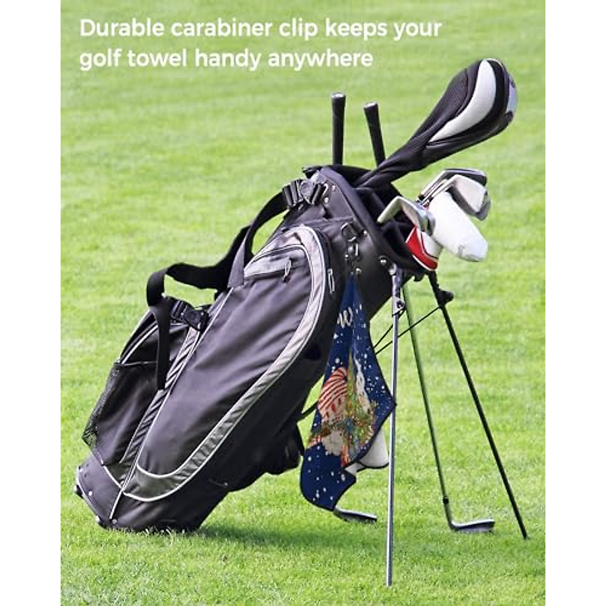 Golf Towel Christmas Tree Xmas Gnome Navy Blue,Waffle Pattern Microfiber Club Cleaner Golf Towels with Carabiner Clip for Women Men Dad,Dwarf Retro Linen Golf Towel for Golf Bags Accessories,24x16in