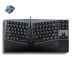 Perixx PERIBOARD-335BL Wired Ergonomic Mechanical Compact Keyboard - Low-Profile Blue Clicky Switches - Programmable Feature with Macro Keys - Compatible with Windows and Mac OS X - US English