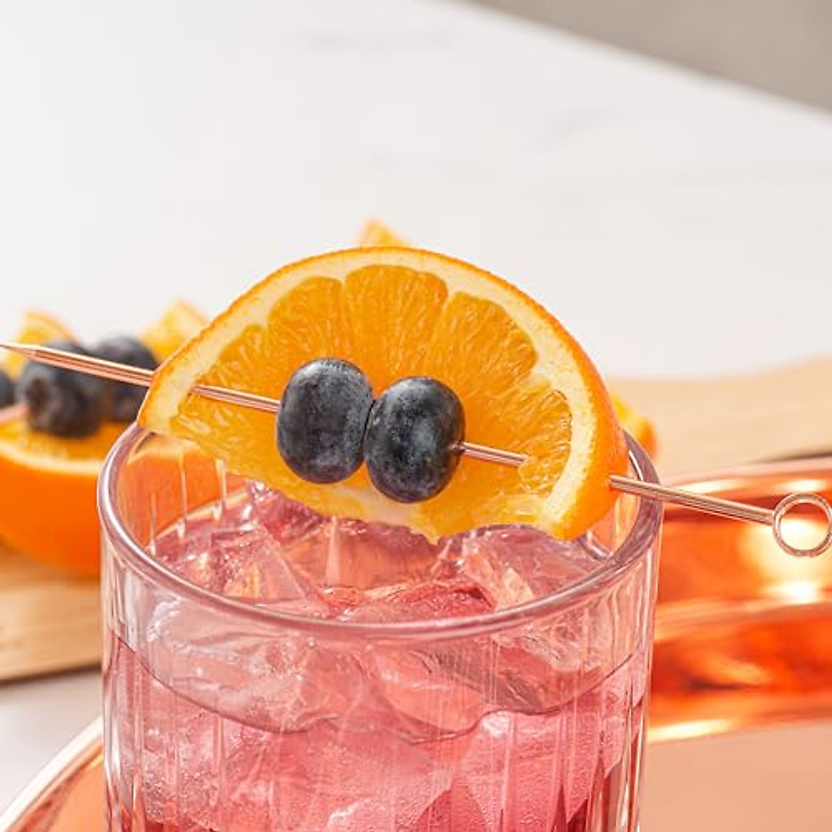 Restaurantware 4.5-inch Stainless Steel Cocktail and Martini Picks: Perfect for Professional Bars or At Home Use - Copper Plated Skewer For Fruit or Olive Garnishes - 10ct Toothpicks