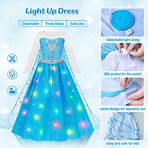 Meland Princess Dresses for Girls - Princess Costume with Long Cape for Girls Age 3-10 Year Old for Birthday Halloween Party