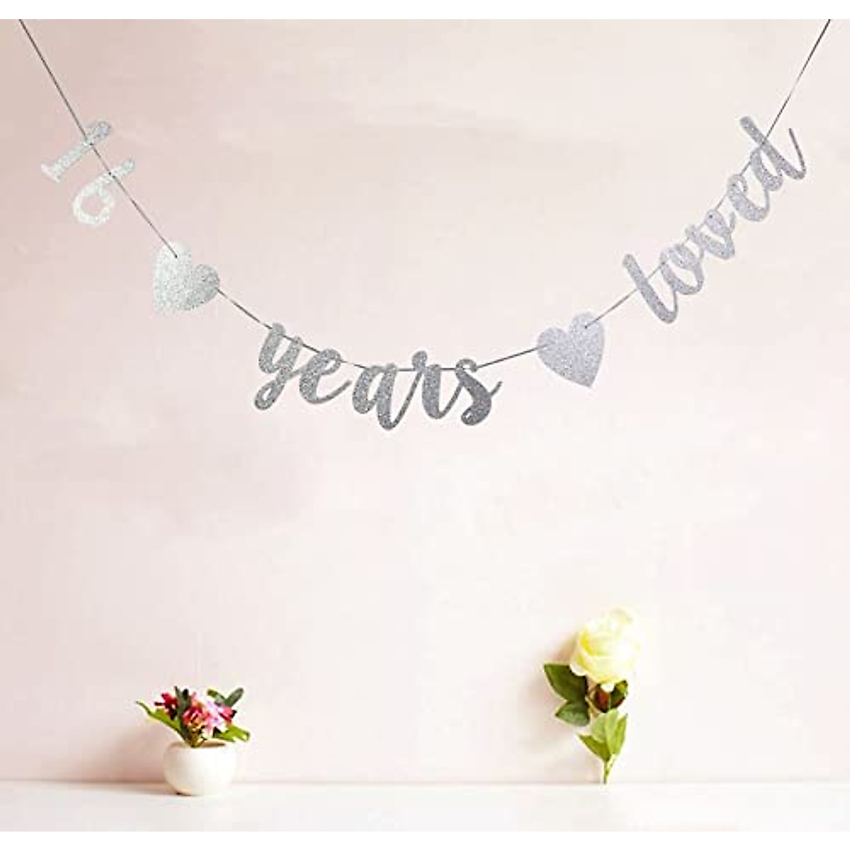 StarsGarden Glitter 16 Years Loved Banner – It's My Fabulous 16th Banner -16th Birthday Banner Decorations - Cheers to 16 Years Milestone Happy Birthday Decorations(Silver) (SG-22NP454)