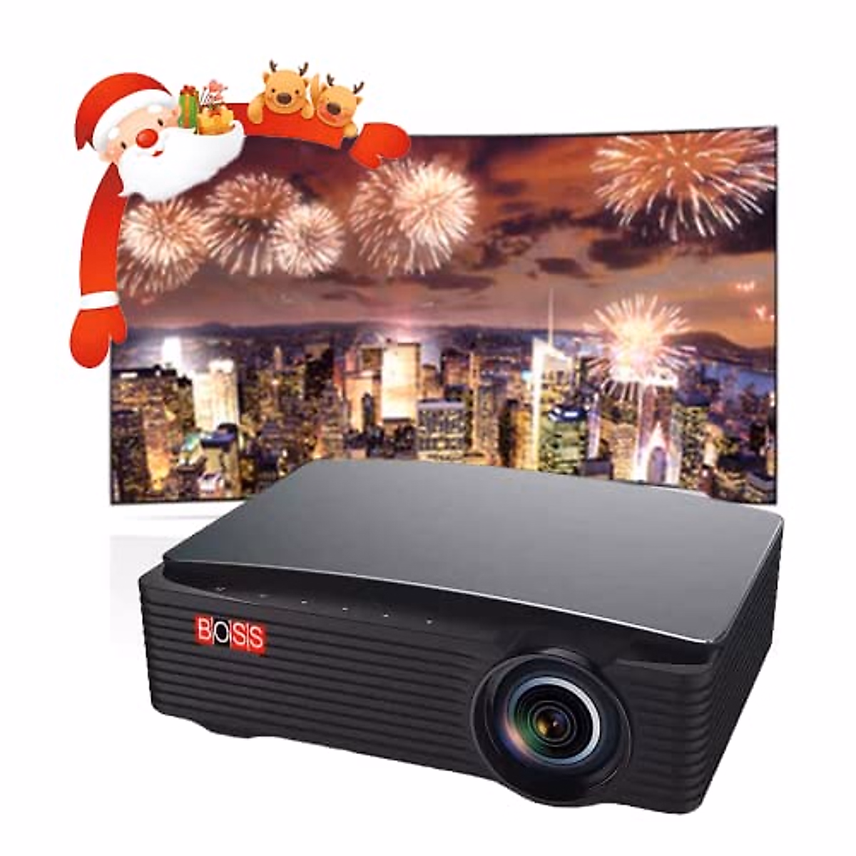 Boss S28A | 3840 x 2160p UHD Projector for Home/Office | Multimedia Projector with 7200 lumens | Projector for Home Cinema Electronic Focus Compatible with TV Stick, Set-Top Box, HDMI, USB, Laptop
