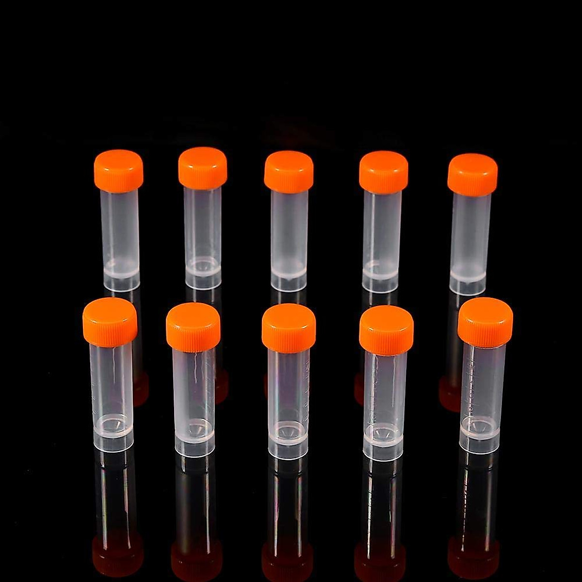 10pcs Plastic Frozen Test Tubes 5ML Standable with Lid Graduated Marks and Screw Cover with Silicone Gasket Vial Screw Seal Cover Pack Container for Laboratory Dia 15mm/0.59inches