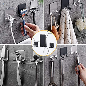 6 Packs Razor Holder for Shower, Veriya Self Adhesive Shower Hooks Shaver Holder, No Drilling Heavy Duty Razor Hooks Phone Holder Plug Organizer, Bathroom Hanging Washcloth Towel Loofah (6 Pack-Black)