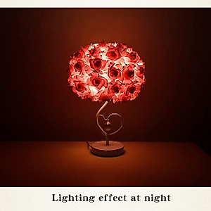 ZYLEIESENBAO Pink Desk lamp with Rose Flower Lampshade, Princess Table lamp Flower Lamp for Nightstand Pink Room Decor Aesthetic Bedroom Decor for Women Girls Christmas Dating Party Wedding Gifts