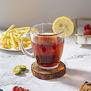 [6 PACK,12 OZ] DESIGN•MASTER Premium Glass Coffee Mugs with Handle,Transparent Tea Glasses for Hot/Cold Beverages, Perfect Design for Americano, Cappuccino, Latte or Tea and Beverage.