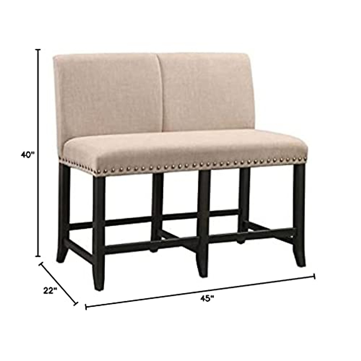 Modus Furniture Yosemite Counter Banquette, 40 x 45-Inch, Café