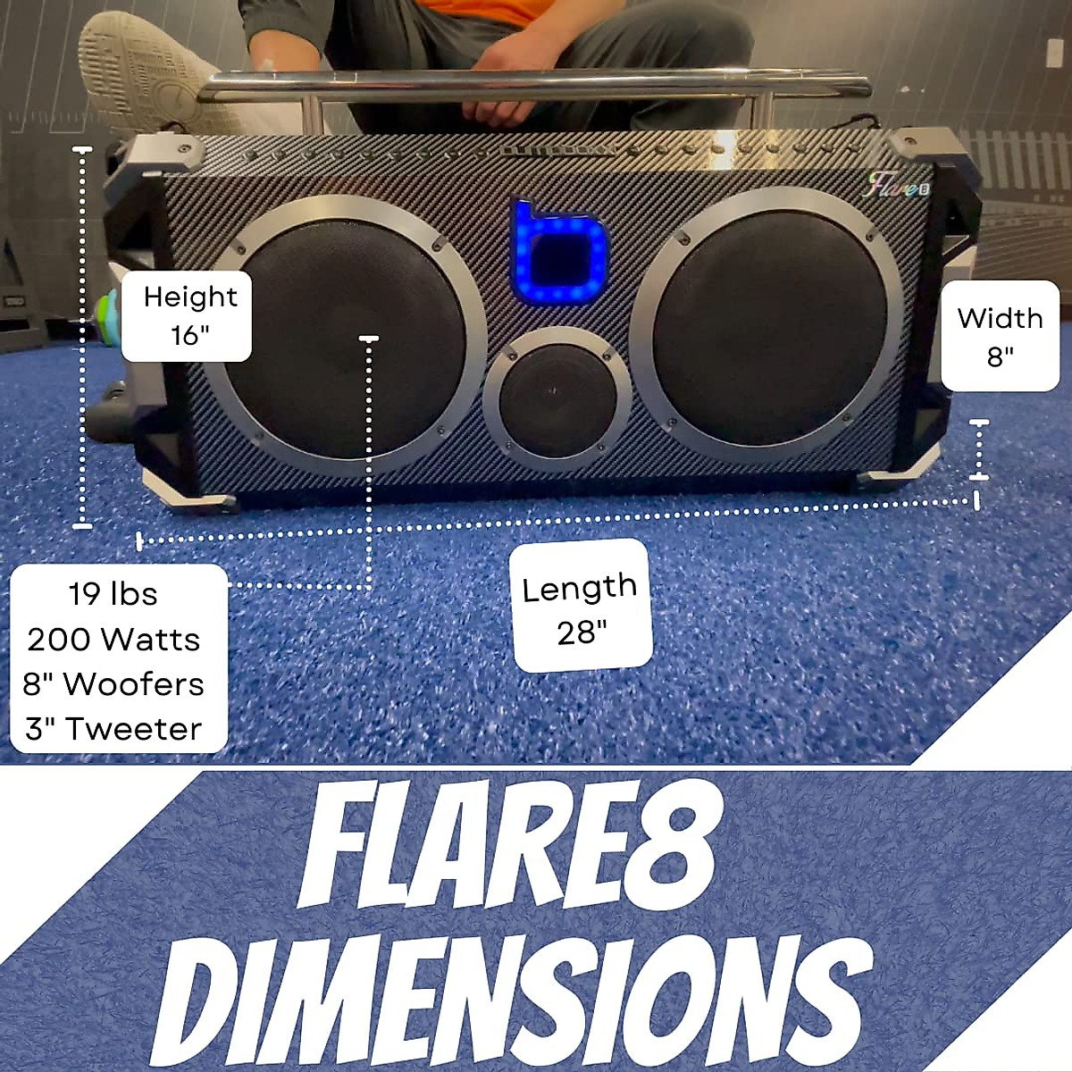 Bumpboxx Bluetooth Portable Speaker Boombox Flare8 NCAA LSU | Retro Boombox with Bluetooth Speaker | Rechargeable Lithium Battery | Includes Wireless Microphone, Carrying Strap & Remote Control