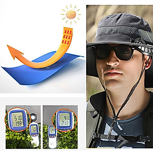 Outdoor Wide Brim Sun Hat with Solar Fan, Wide Brim Solar Fan Outdoor Fishing Hat, Solar Fan Hat for Men Women with 2 Fan (Khaki)