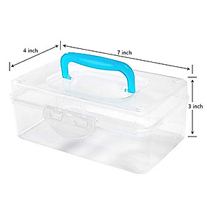 MyGift 7 Inch Multi Purpose Mini Clear Plastic Travel Storage Box, Portable Transparent Container Bin - Blue