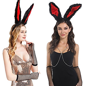 Kikazarru Bunny Ears Headband Bunny Costume Accessories Fishnet Gloves And Rabbit Ears Headband