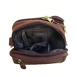 Roma Leathers Gun Concealment Square Body Bag - Zippered Pocket, Adjustable and Lockable Holster - Brown