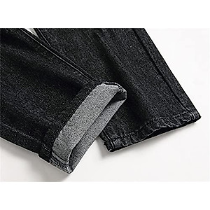 Men's Ripped Washed Slim Fit Jeans Straight Leg Moto Biker Denim Pants Vintage Distressed Skinny Jean Trousers (Black,40)