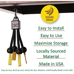 Banana Bungee Black Banana Holder Gadget, Made in USA; Holds Multiple Bunches or Single Bananas