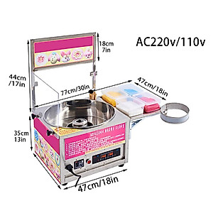 Candy Floss Maker Machine Commercial, Cotton Candy Maker Floss Machine Cart 1350W, Temperature and Speed Control, Tabletop Commercial Cotton Candy Sugar Maker