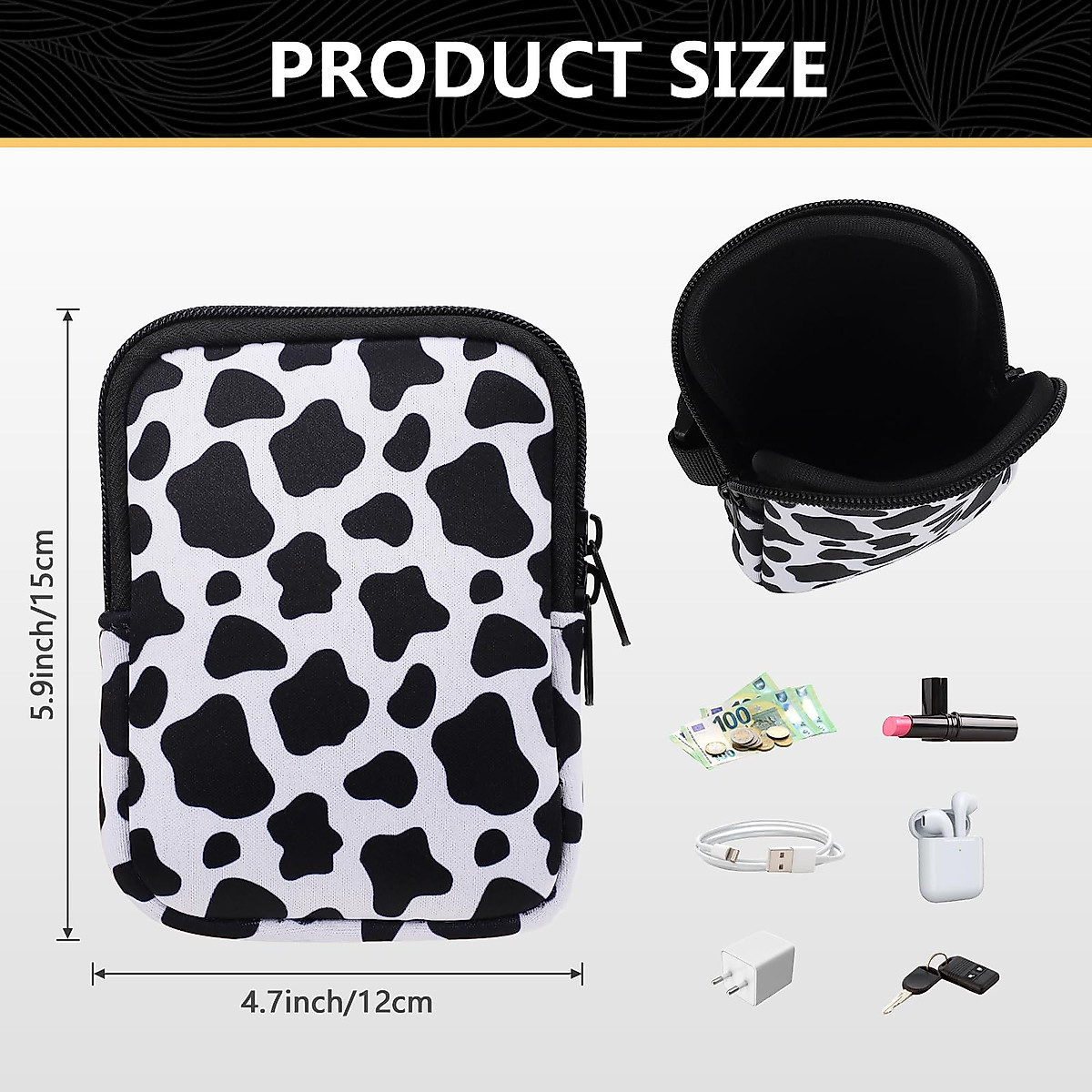 YR Water Bottle Pouch for Stanley Quencher Adventure 40oz & 30oz Tumbler, Gym Water Bottle Pouch for Stanley Cup 40oz with Handle, Black Polyester, Nylon