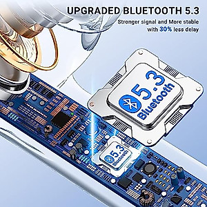 Wireless Headphones, Bluetooth 5.3 Sweat Resistant Earphones, Wireless Noise Cancelling Earbuds,Immersive Premium Sound Long Distance Connection Headset,Bluetooth Headphones for iPhone/Android