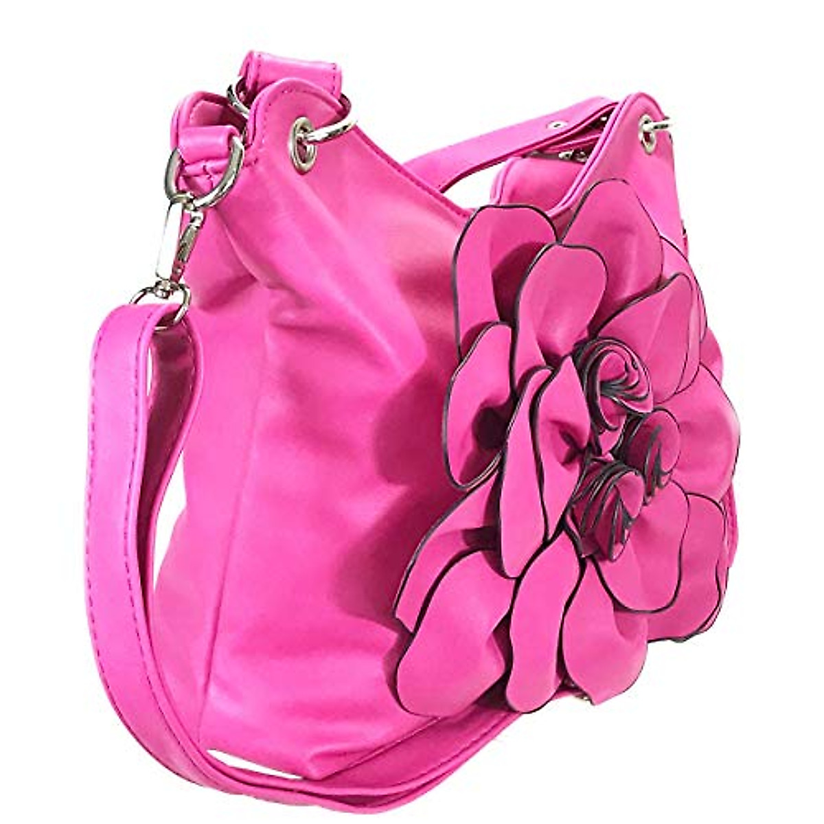 Zzfab Big Flower Purse with Clasp Fushia