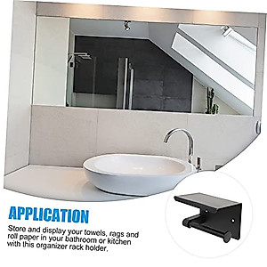 OSALADI 1PC Bathroom Tissue Holder Toilet Tissue Holder with Shelf Paper Towel Holder Mount Wall Mounted Shelves for Storage Simple Toilet Paper Stand Stainless Steel Cabinet Punch Hole