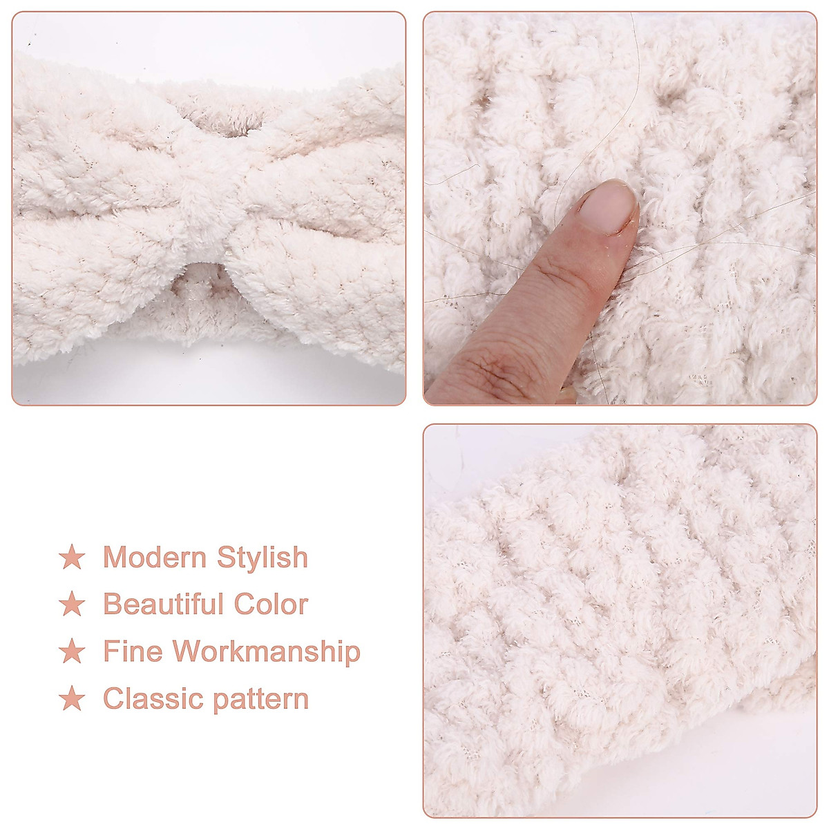 DOOBO 3 Pack Spa Headbands Microfiber Bowtie Headbands for Women for Washing Face, White, Gray, Pink