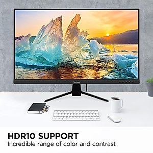 ViewSonic VX3267U-2K 32 Inch 1440p IPS Monitor with 65W USB C, HDR10 Content Support, Ultra-Thin Bezels, Eye Care, HDMI, and DP Input, Black