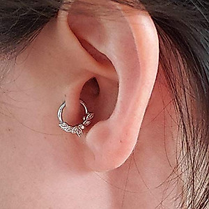 OUFER 16G 316L Stainless Steel Daith Earrings Hoop Cluster CZ Hinged Segment Clicker Daith Clicker Helix Ear Piercing
