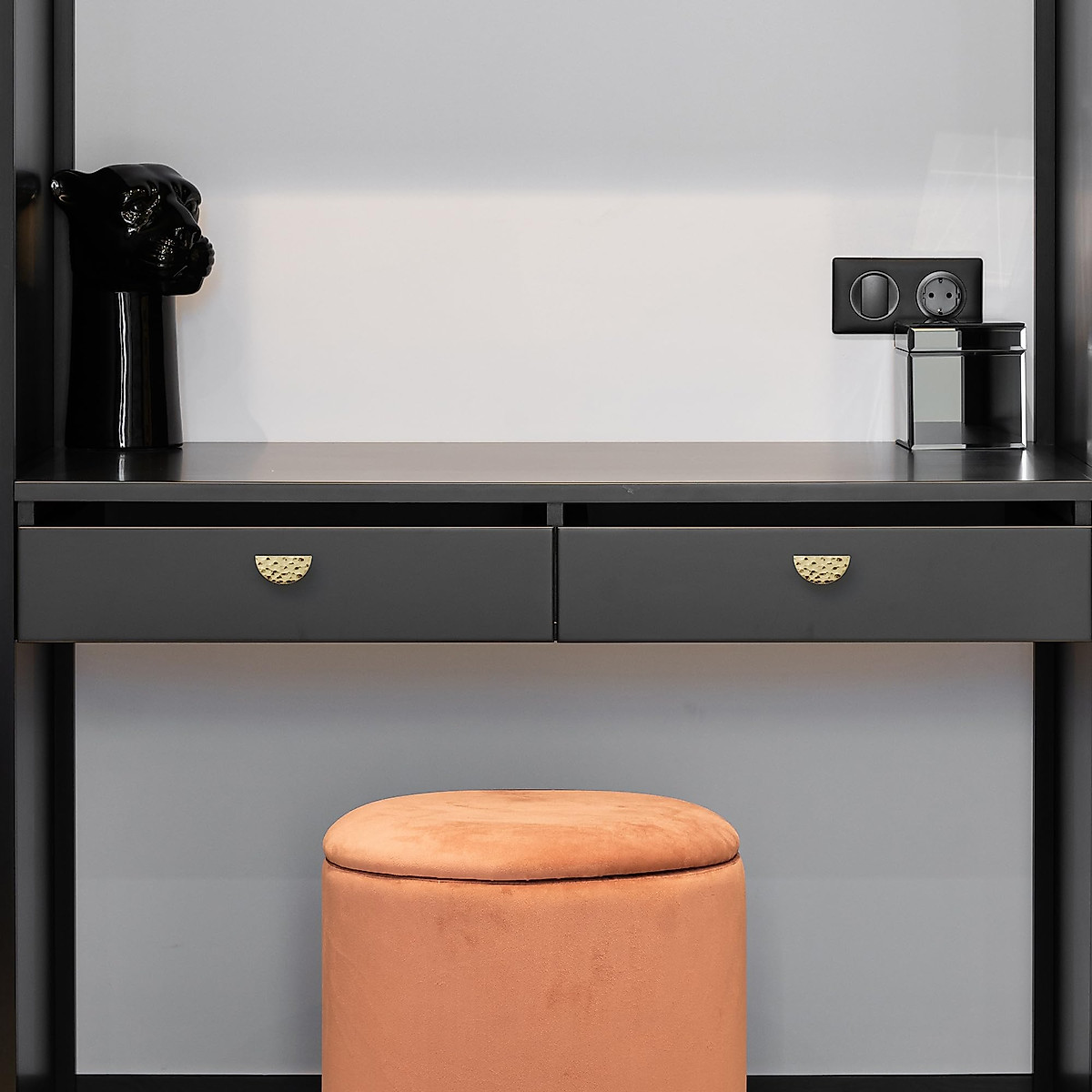 KOPPALIVE 5-Pack Solid Brass Cabinet Knobs, Semicircle Gold Drawer Knobs, Hammered Dresser Drawer Pulls Handles, Modern Furniture Hardware for Kitchen, Length 1-7/8 Inch