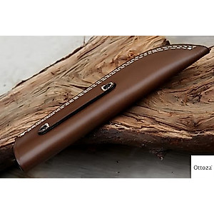 Ottoza Handmade Leather Knife Sheath SIDE DRAW Knife Sheath - Bushcraft Knife Sheath - Hunting Knife Sheath - Survival Knife Sheath - Vertical Knife Sheath Dark Brown TOP GRAIN LEATHER No:111