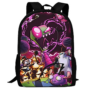 CONPELSON Backpacks Invader Anime Zim Adjustable Laptop Backpack Double Shoulder Bag for Women Men Climbing Shopping Work
